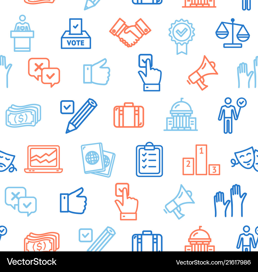 Election signs seamless pattern background on a Vector Image