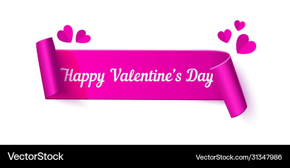 Happy valentines day ribbon with typography Vector Image