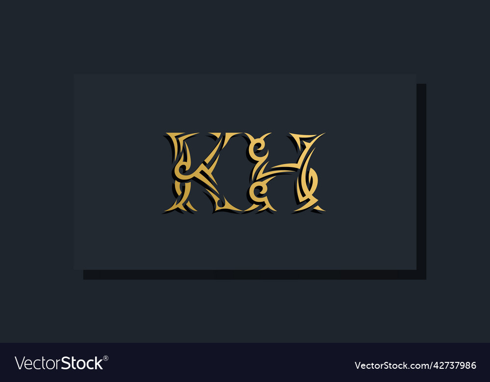 Luxury initial letters kh logo design Royalty Free Vector