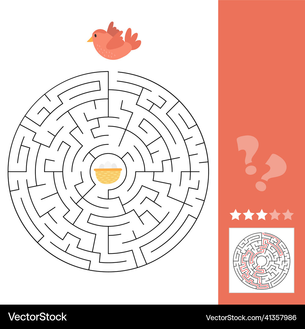 Maze game for children education worksheet bird Vector Image