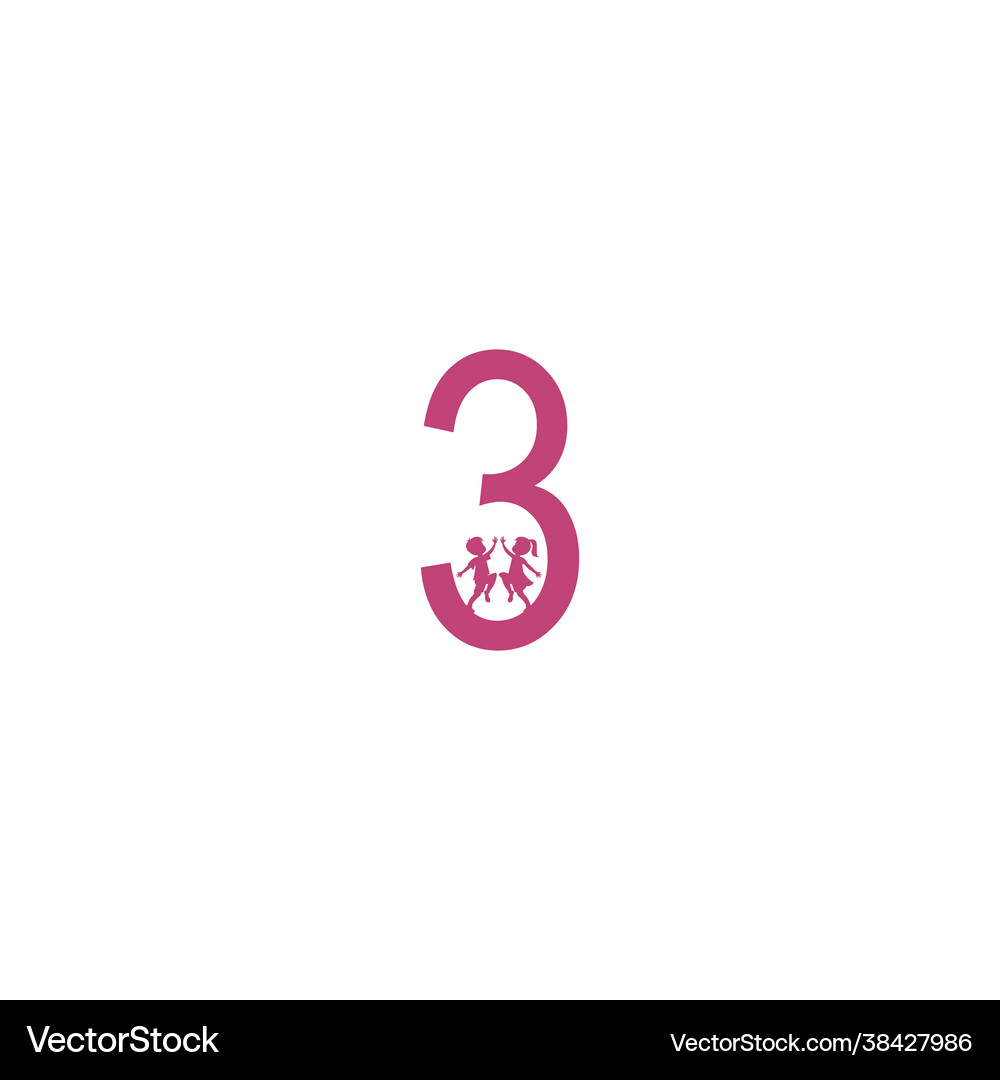 Number 3 and kids icon logo design Royalty Free Vector Image