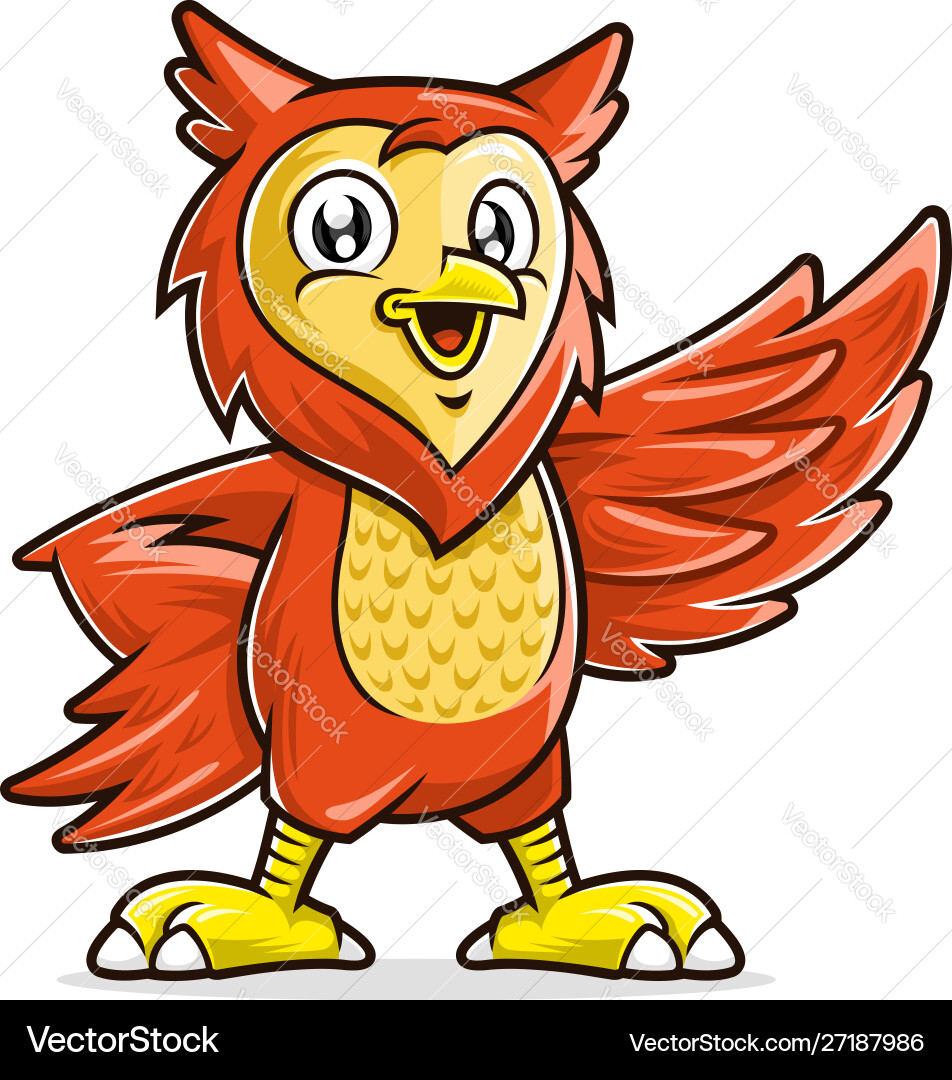 Owl mascot character cartoon smiling Royalty Free Vector