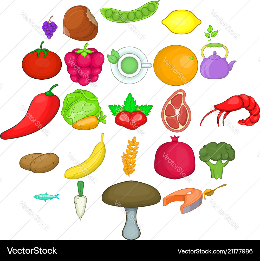 Regimen icons set cartoon style Royalty Free Vector Image