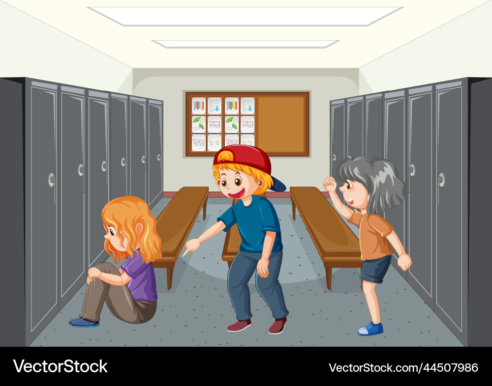 School bullying with student cartoon characters Vector Image