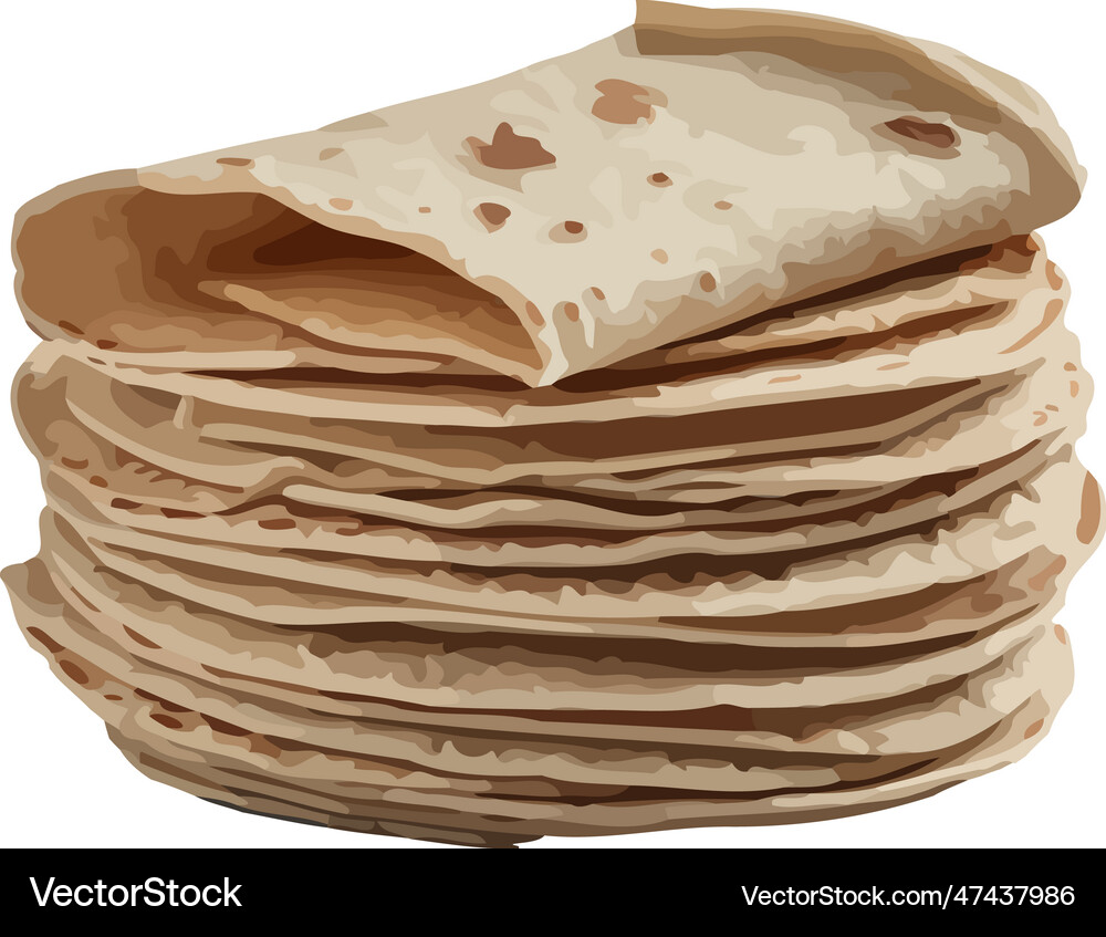 Stack of homemade pita bread fresh icon Royalty Free Vector