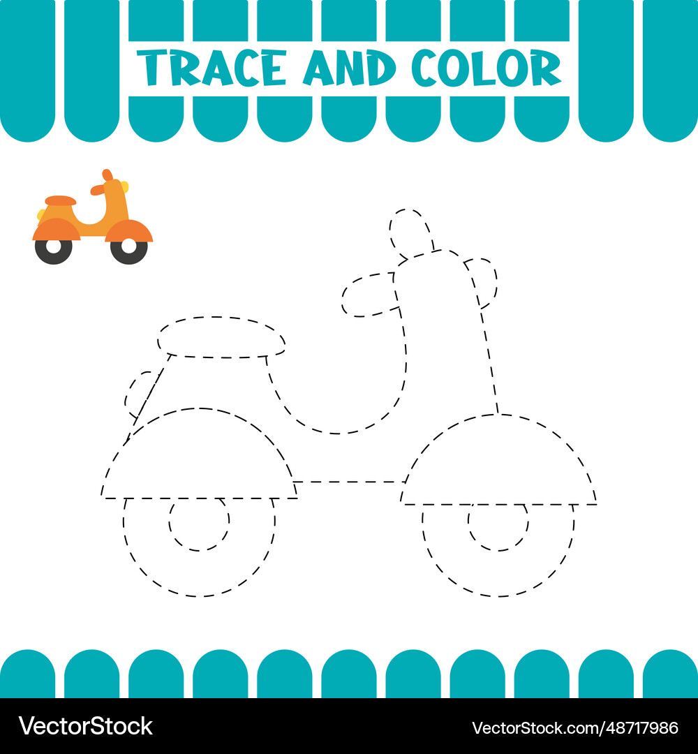 Tracing educational page for kids handwriting Vector Image