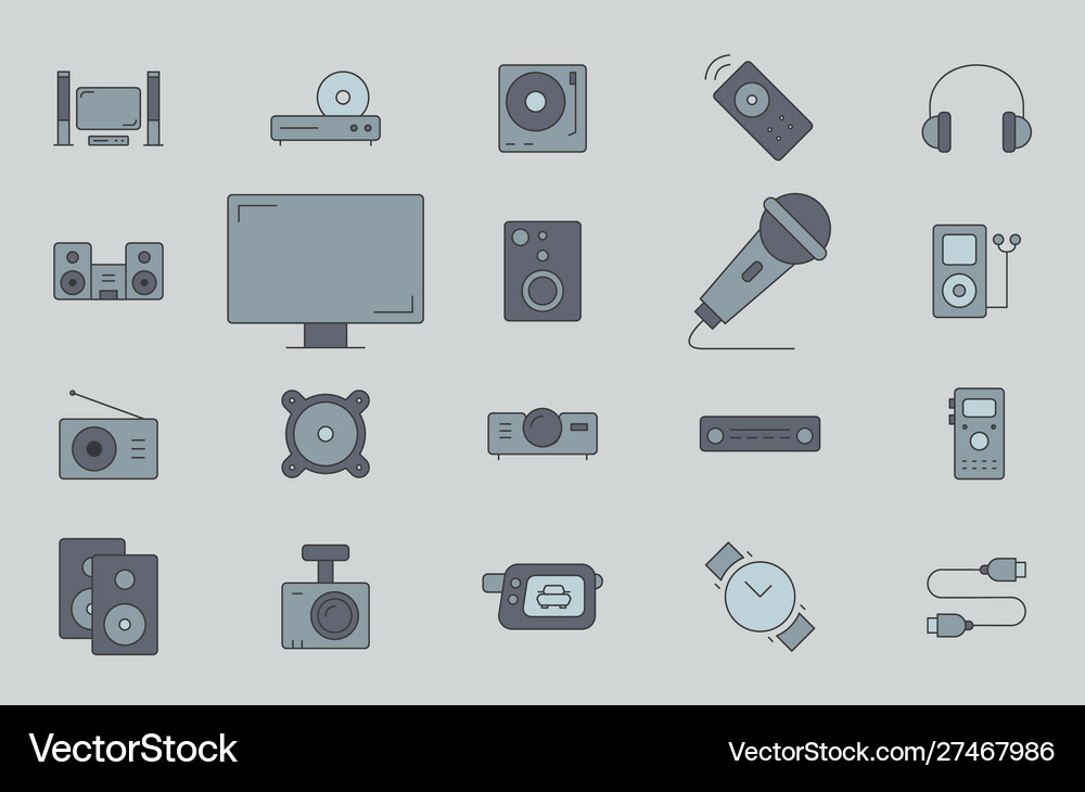 Video audio equipment icons 03 Royalty Free Vector Image