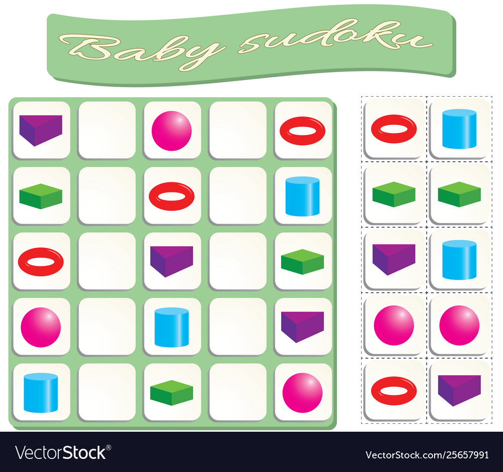 Baby sudoku with colorful geometric shapes Vector Image Baby sudoku with colorful geometric shapes Vector Image