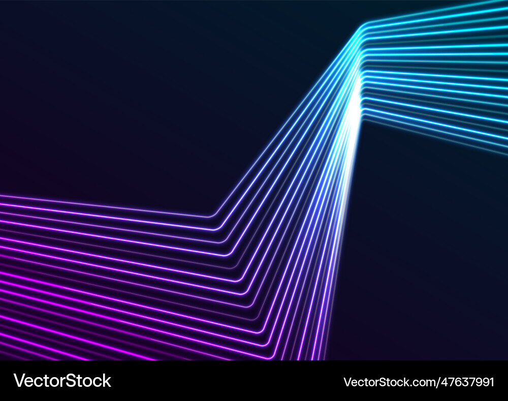 Blue ultraviolet neon curved lines abstract Vector Image