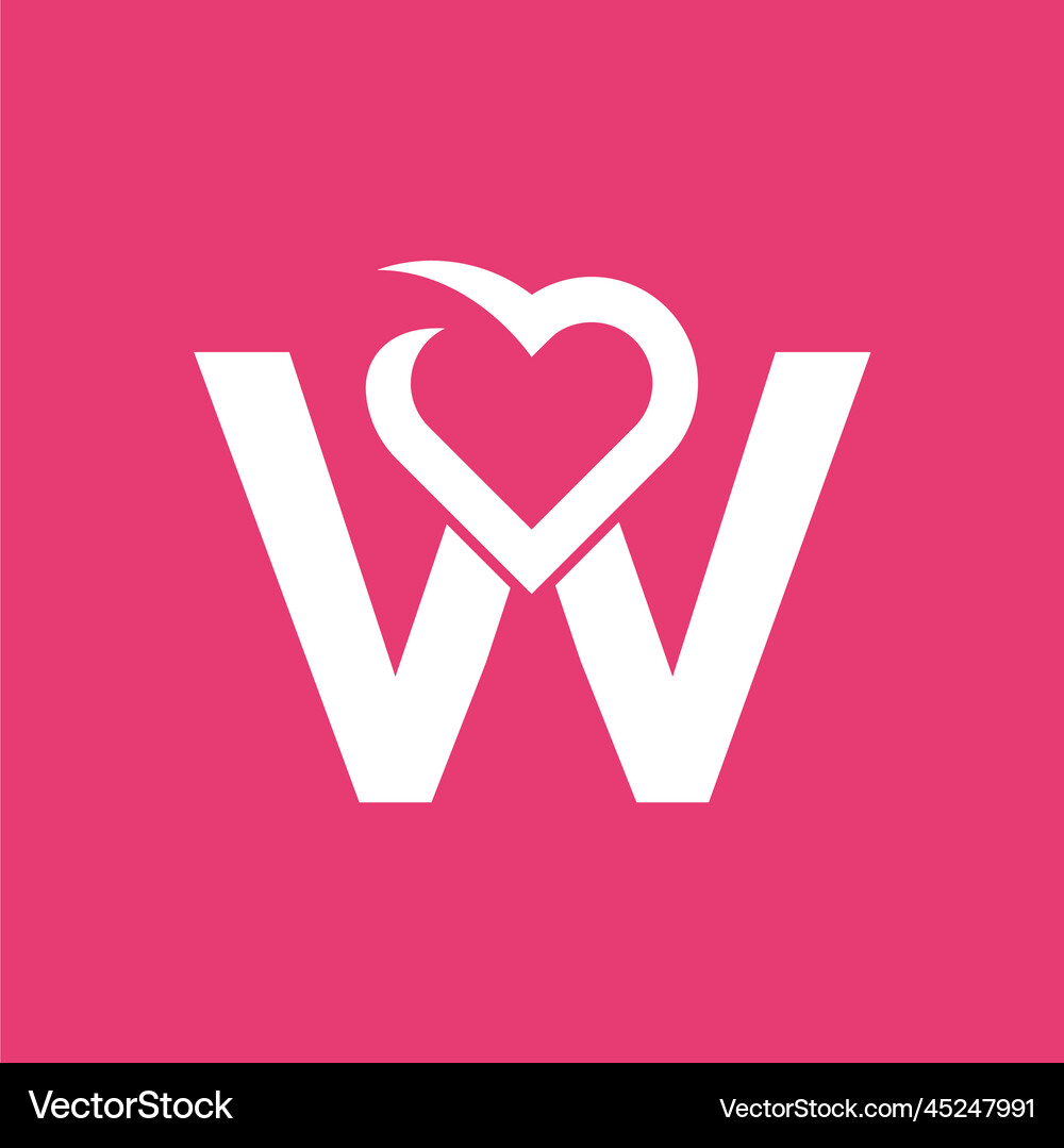Bold logo template heart love letter w Royalty Free Vector
