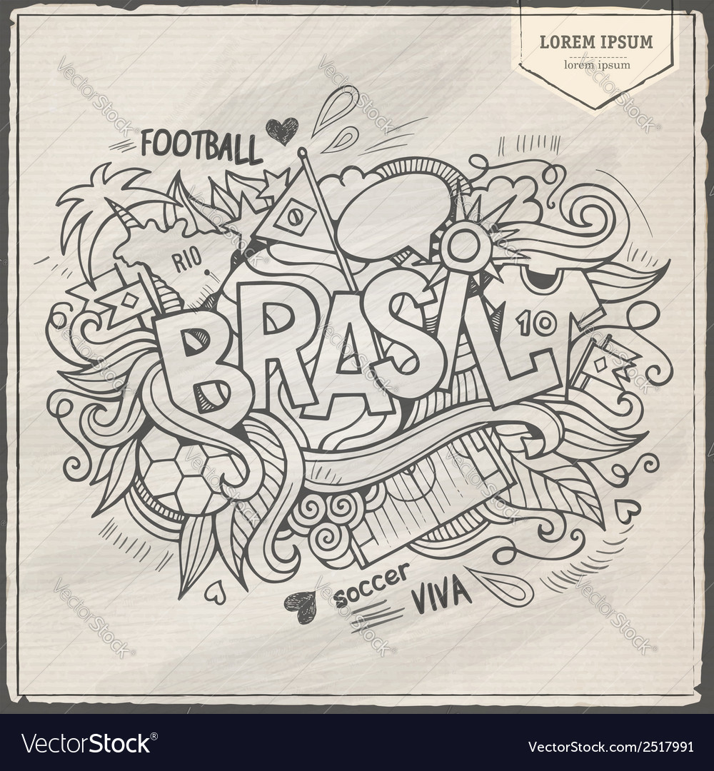 Brazil summer 2014 and doodles elements Royalty Free Vector
