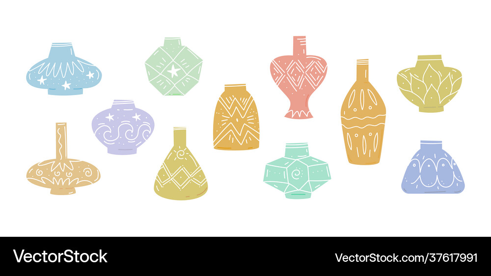 Ceramics vases set pottery vases collection Vector Image