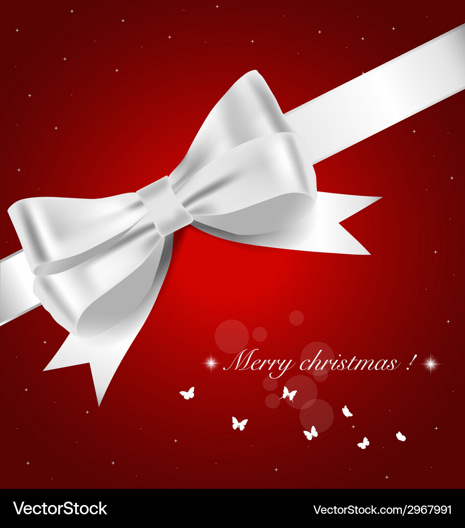 Christmas background shiny ribbon on red Vector Image