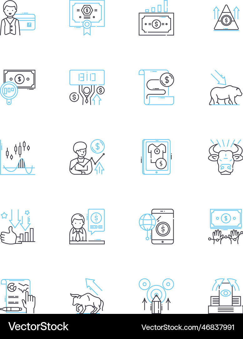 Commercial capital linear icons set financing Vector Image