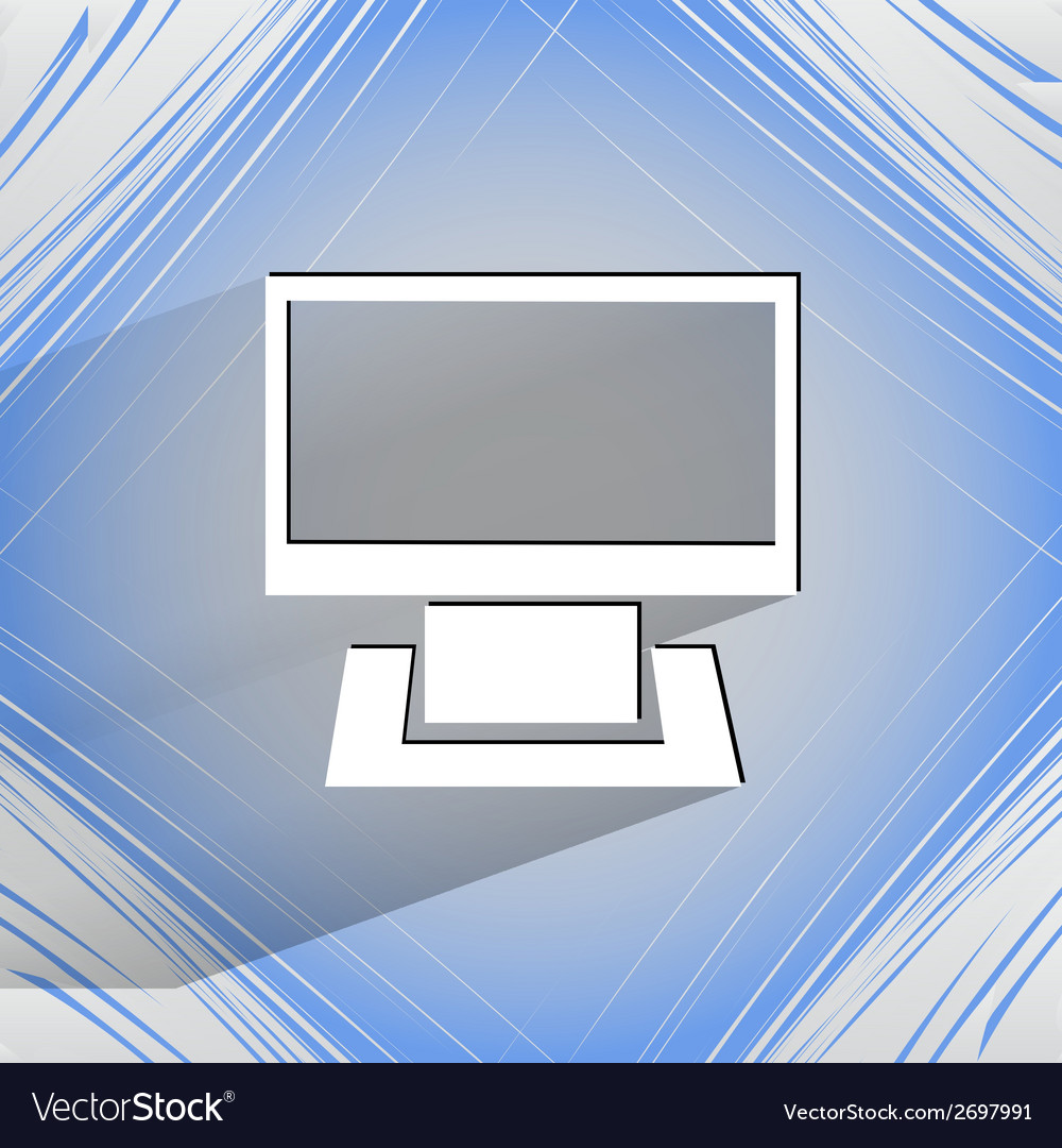 Computer flat modern web button Royalty Free Vector Image