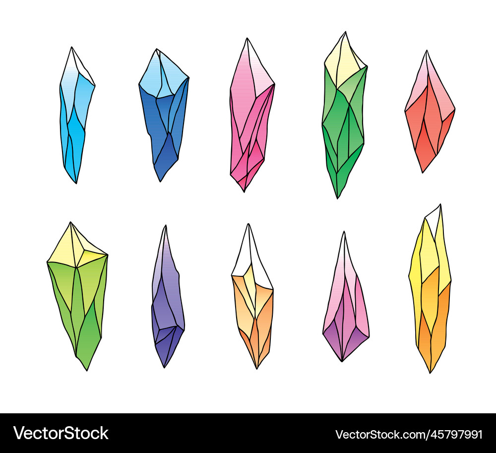 Crystals and natural minerals collection Vector Image