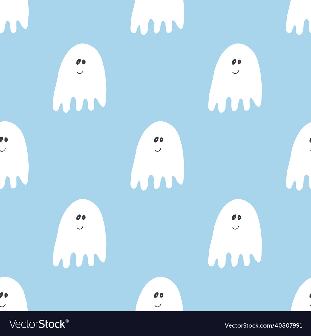 Cute ghost seamless pattern design halloween Vector Image