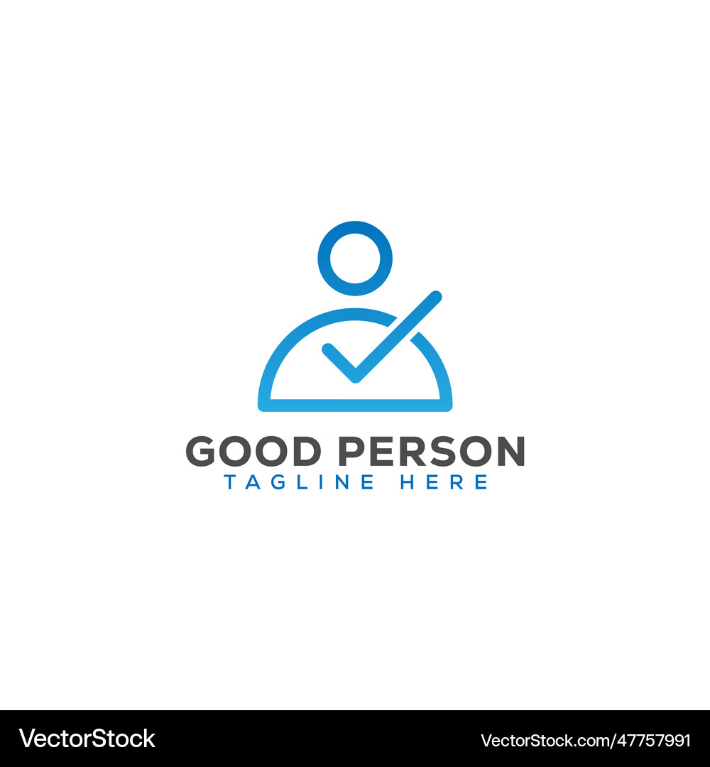 Eps10 good person logo with checkmark Royalty Free Vector