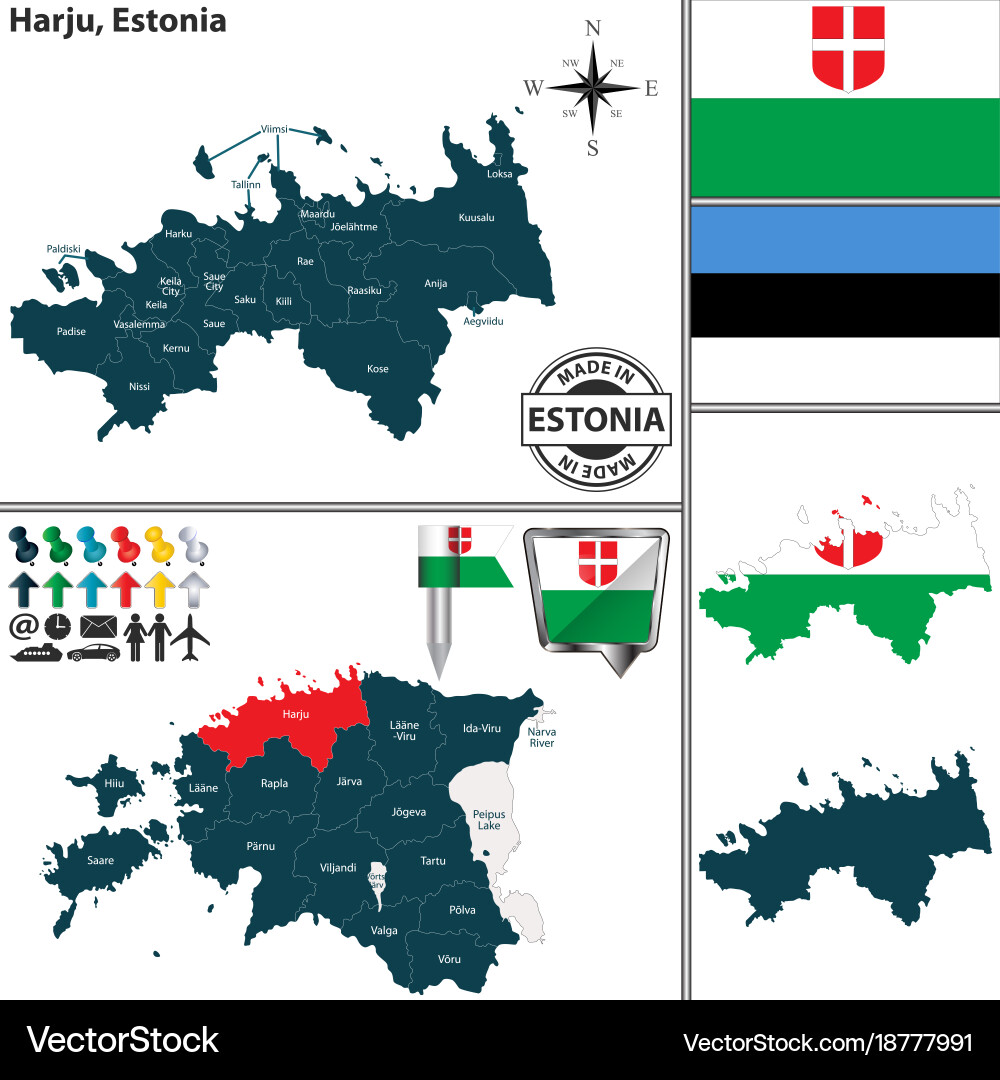 Map of harju estonia Royalty Free Vector Image