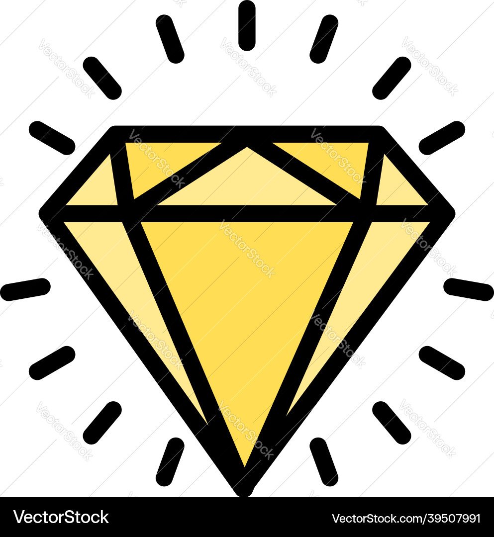 Shiny diamond icon color outline Royalty Free Vector Image