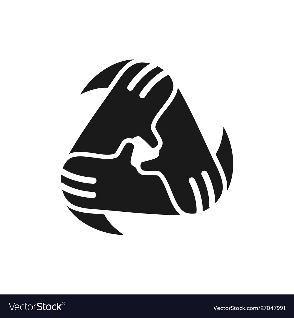 Triangle hand commitment teamwork together black Vector Image