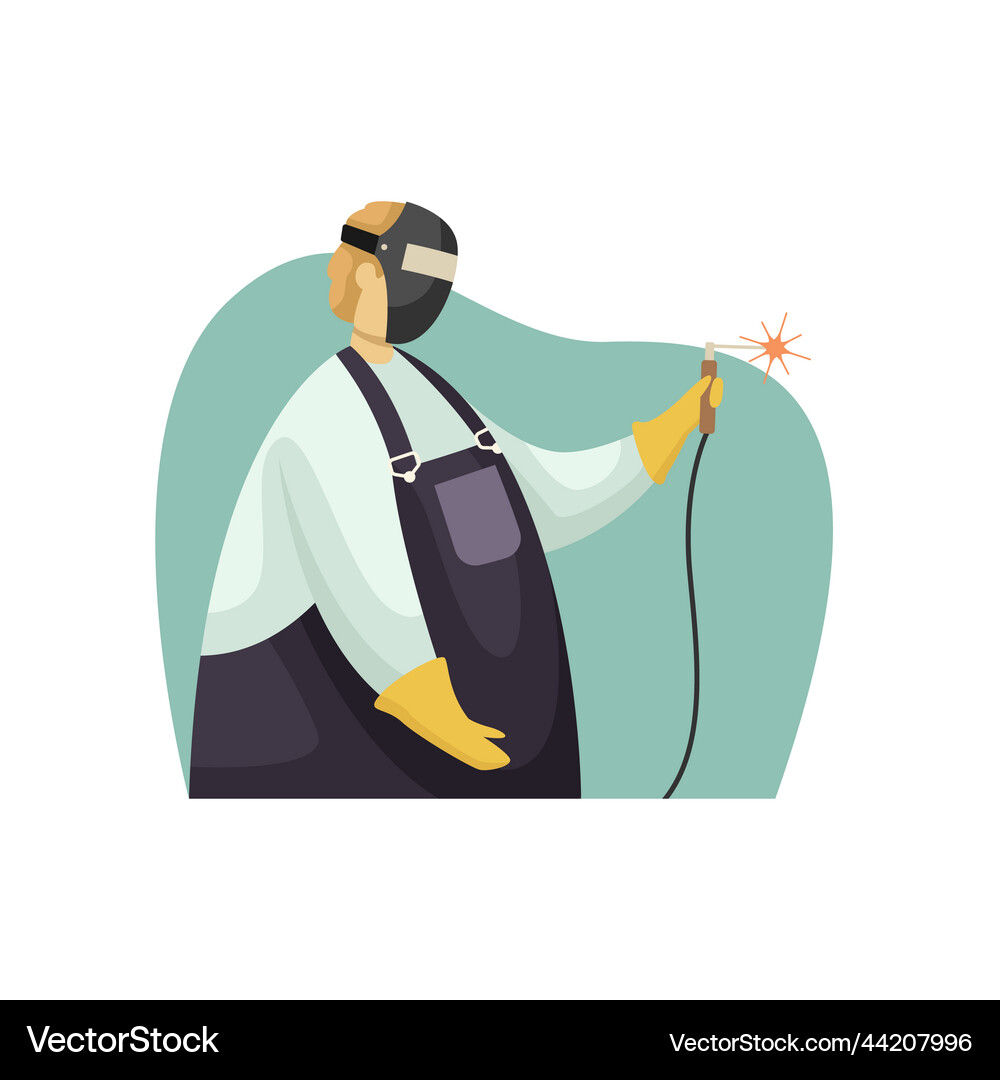 A welder in mask and apron profession flat style Vector Image
