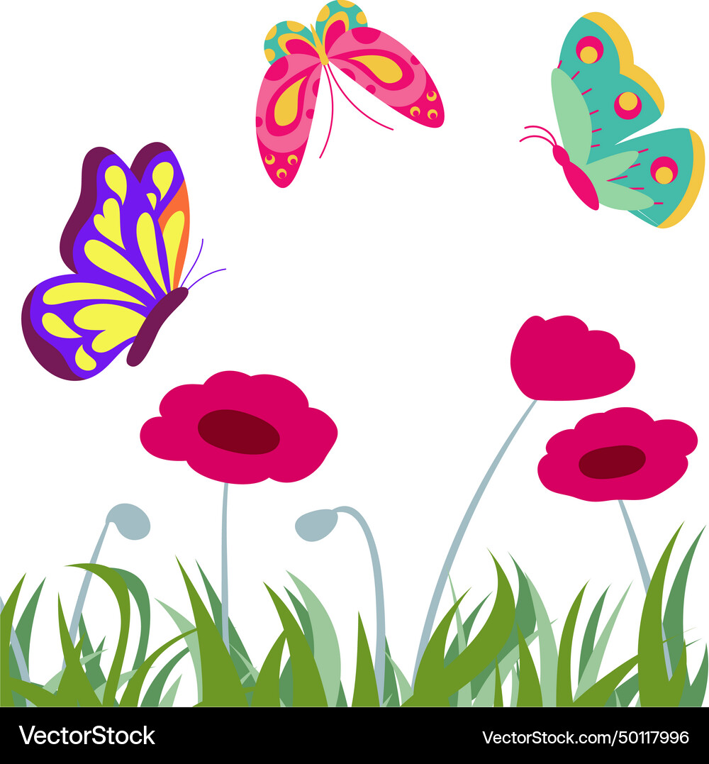 Beautiful flower and butterfly Royalty Free Vector Image