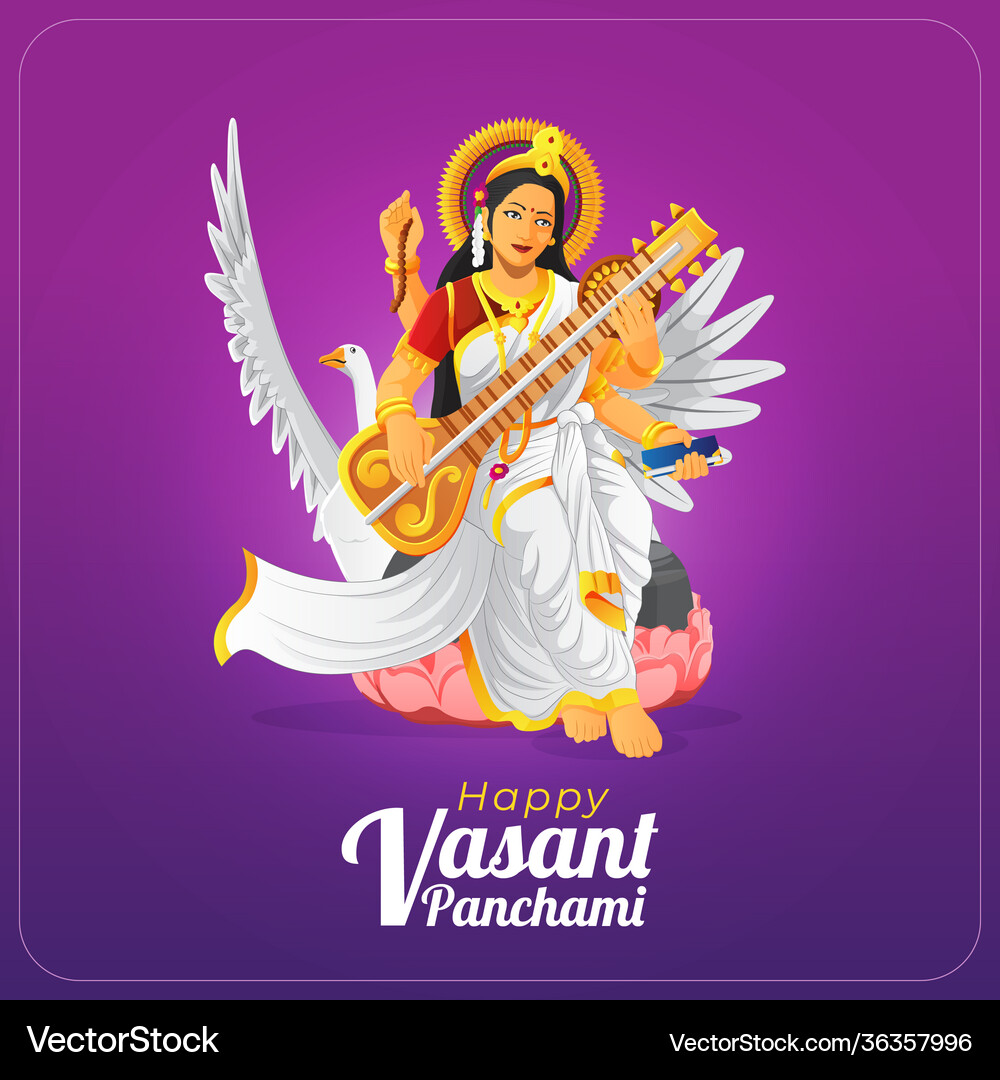 Beautiful vasant panchami greeting card Royalty Free Vector