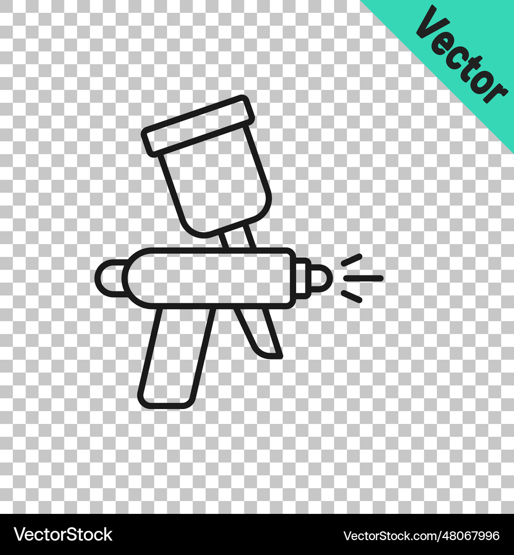Black line paint spray gun icon isolated Vector Image