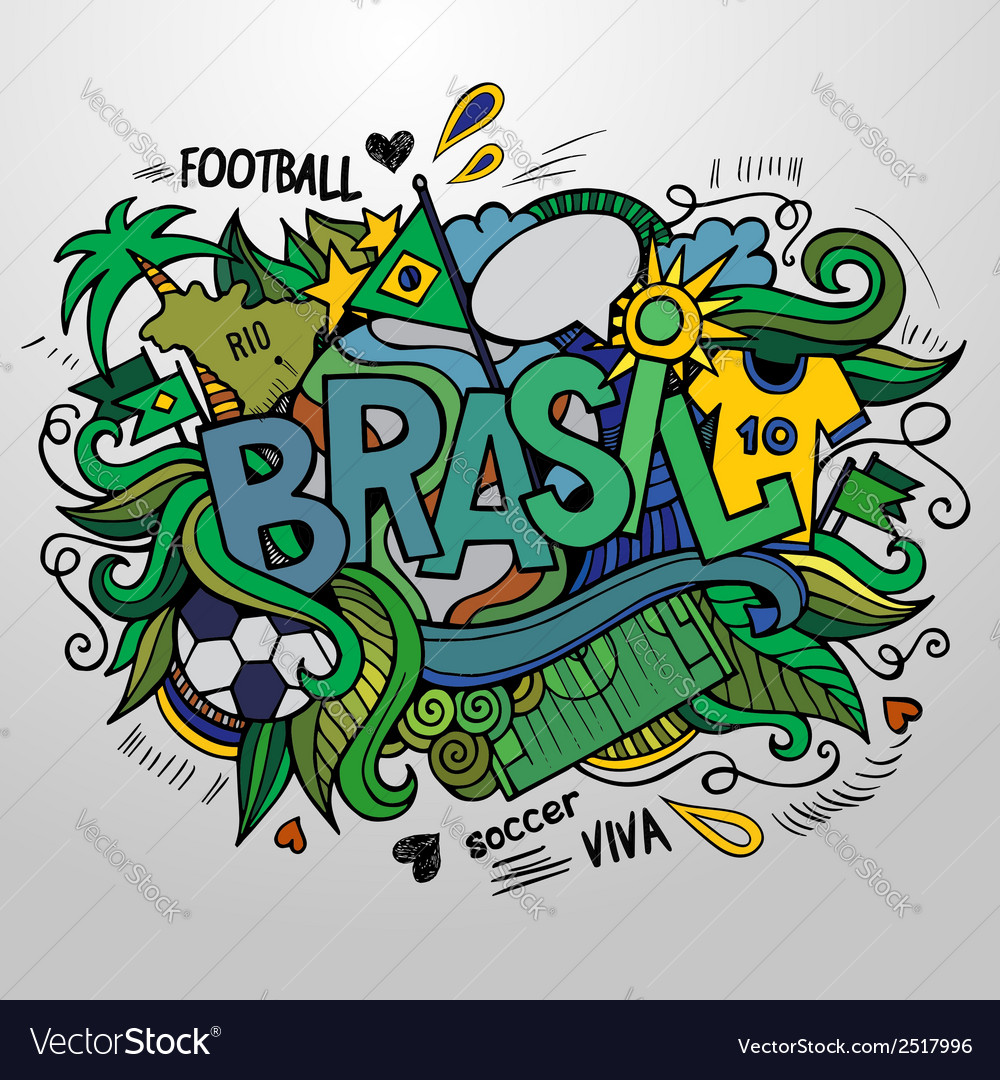 Brazil summer and doodles elements Royalty Free Vector Image