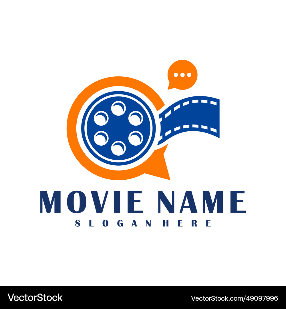 Chat film logo design concept cinema Royalty Free Vector
