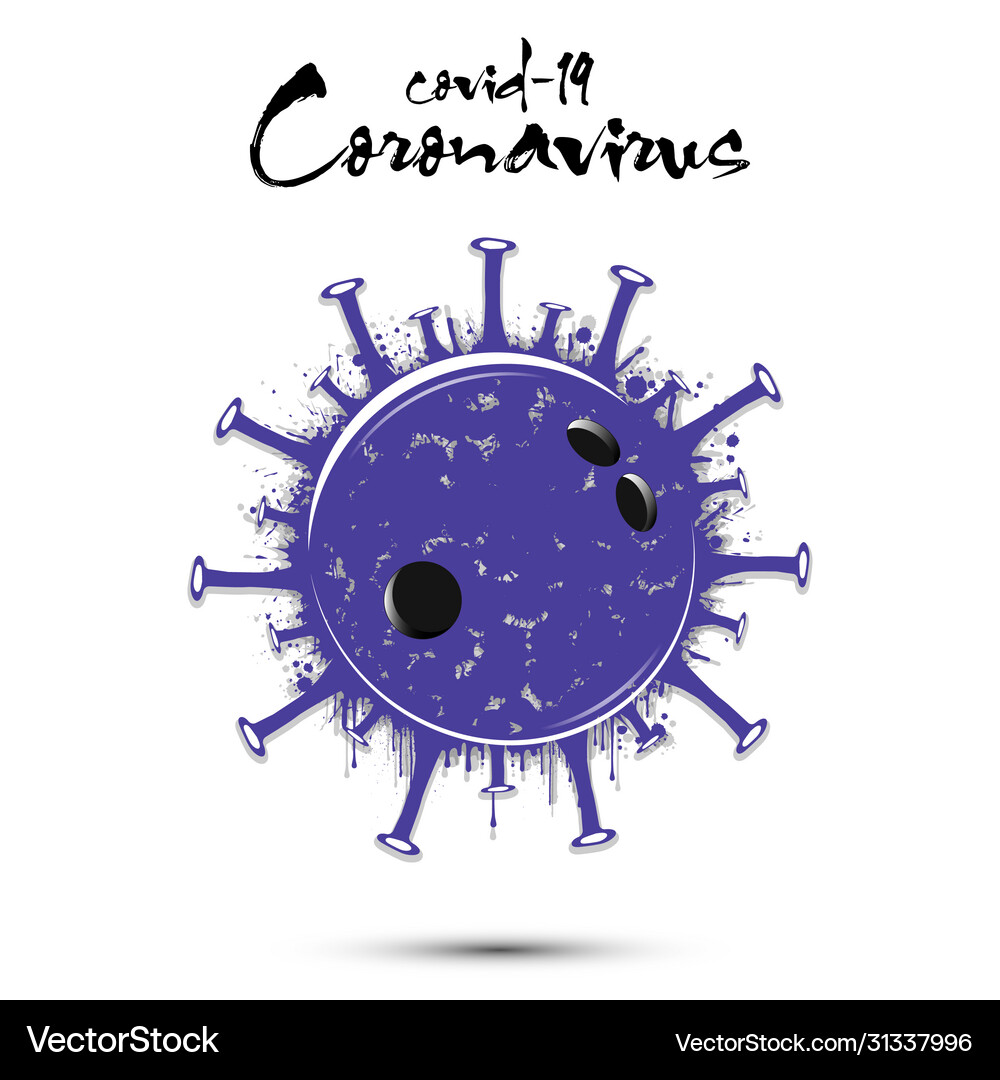 Coronavirus sign with bowling ball Royalty Free Vector Image