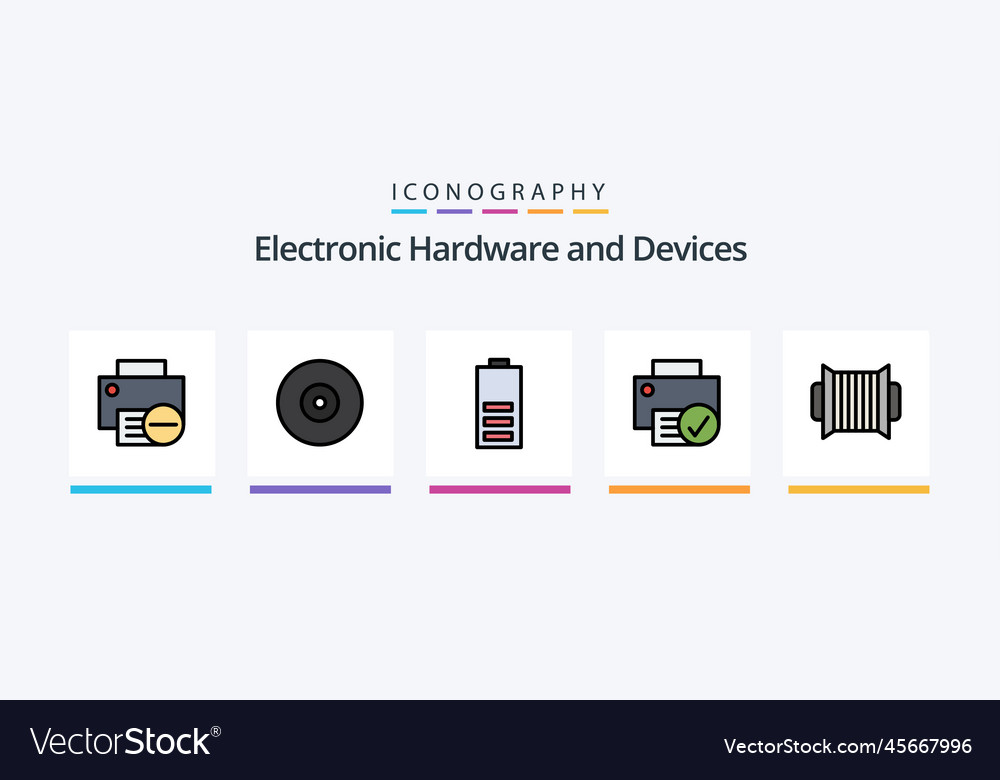 Devices line filled 5 icon pack including Vector Image