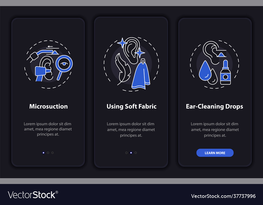 Ear Hygienic Measures Onboarding Mobile App Page Vector Image