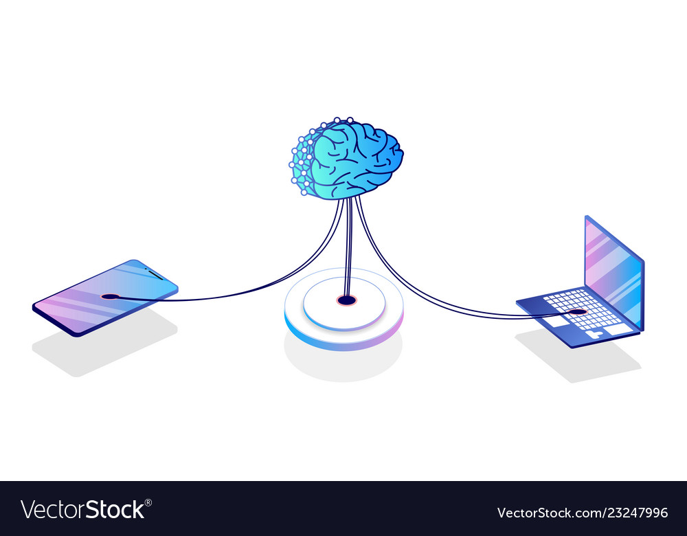Flat isometric concept of artificial intelligence Vector Image