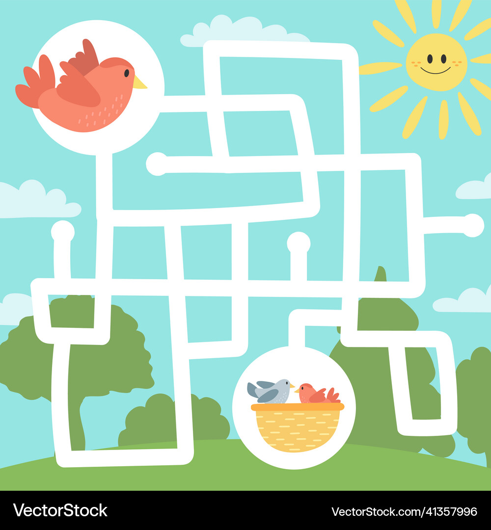 Maze game for children education worksheet bird Vector Image
