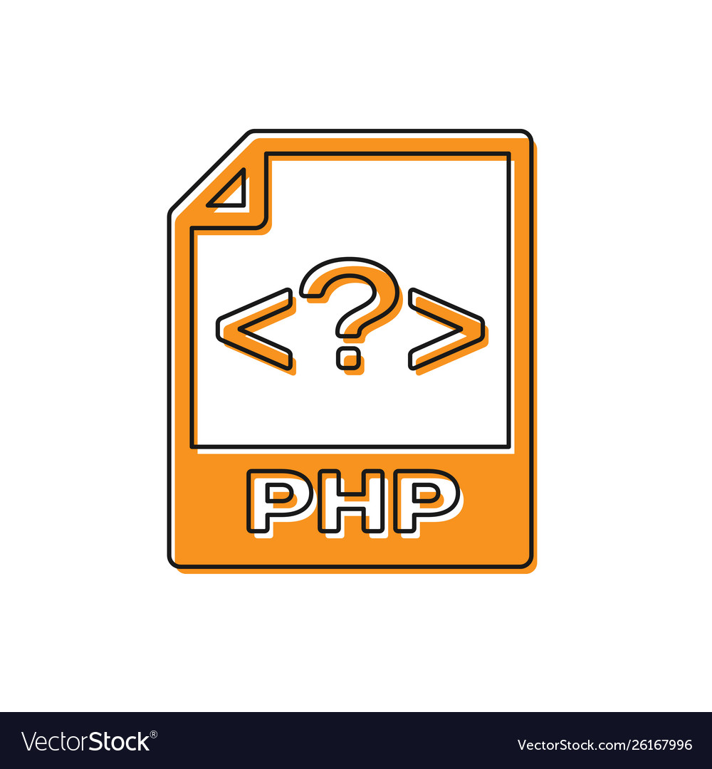 Orange php file document icon download php button Vector Image