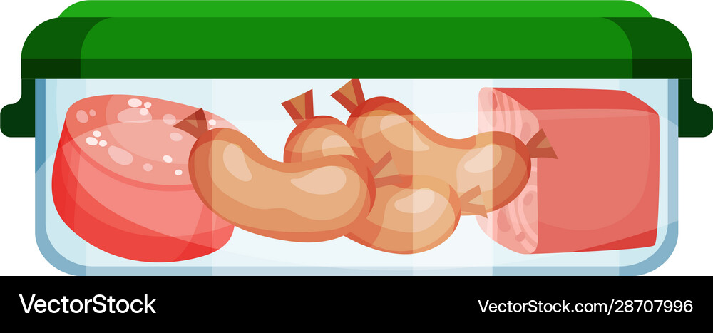 Plastic or glass closed container with food items Vector Image