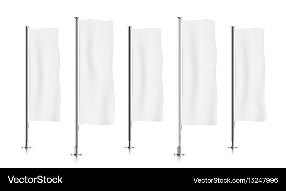 Row of white vertical banner flags Royalty Free Vector Image