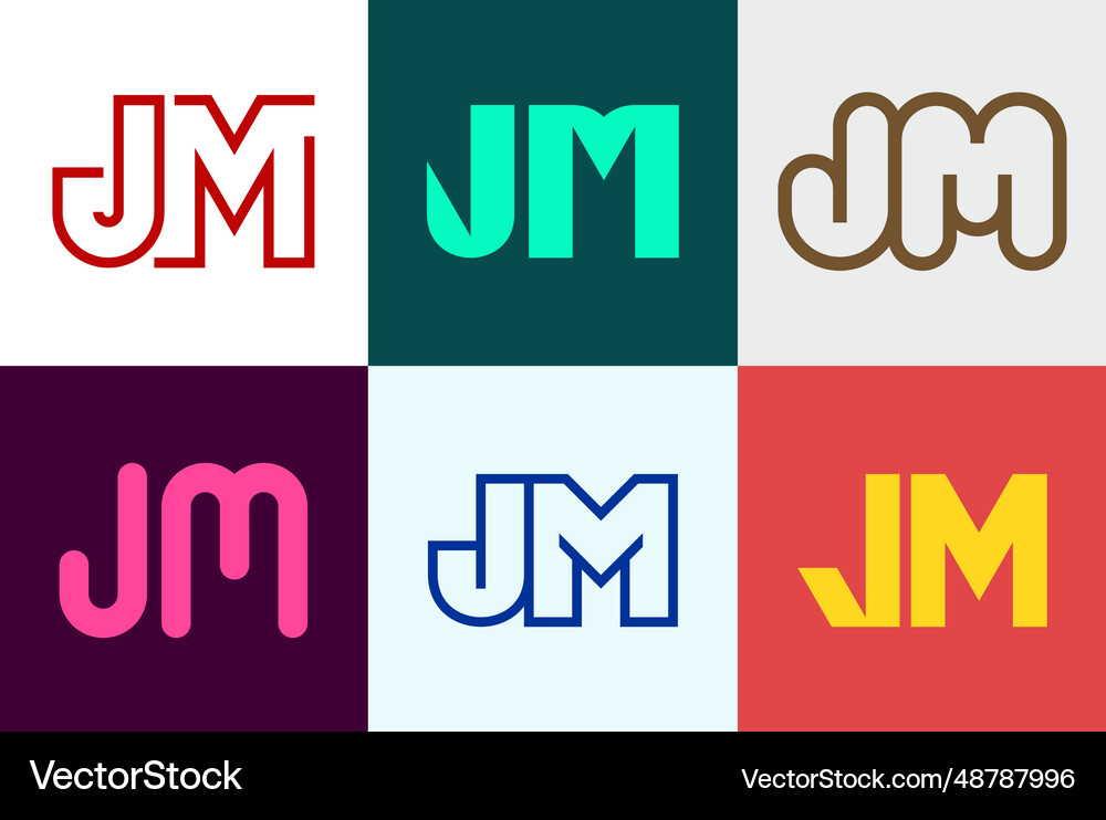 Set of letter jm logos Royalty Free Vector Image