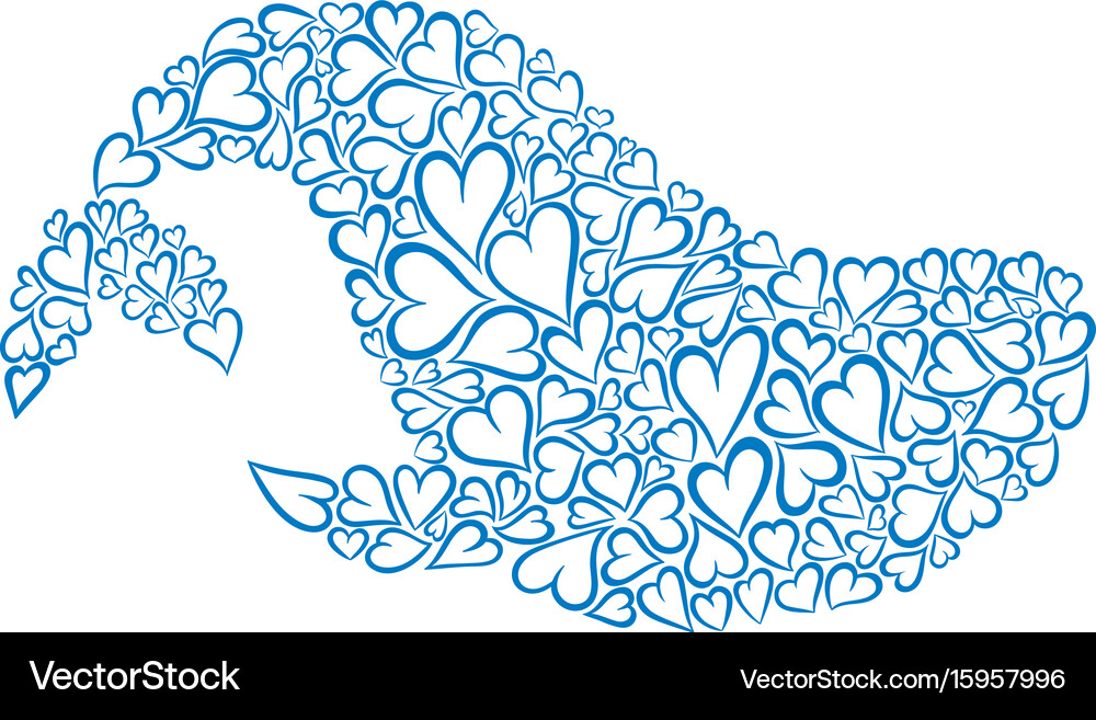 Whale made of hearts Royalty Free Vector Image