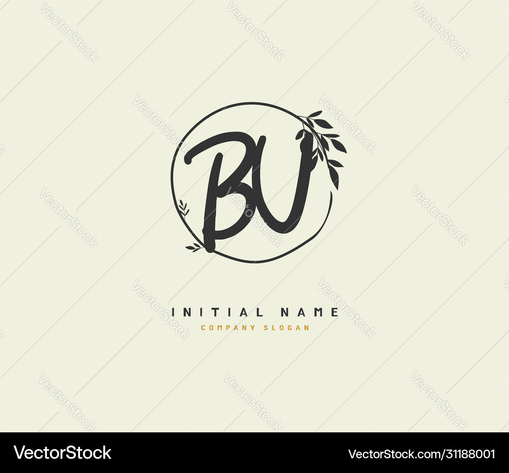 B u bu beauty initial logo handwriting logo Vector Image