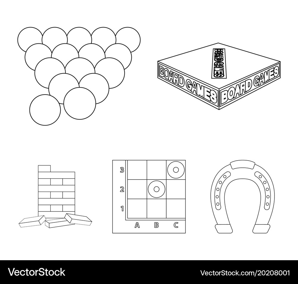 Board game outline icons in set collection Vector Image