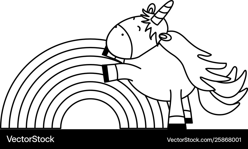 Cute adorable unicorn and rainbow Royalty Free Vector Image