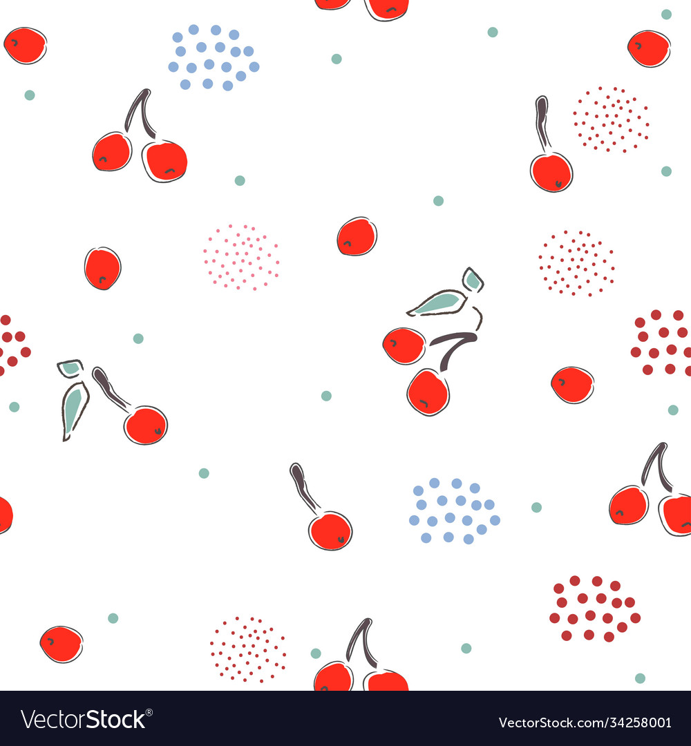 Cute seamless pattern cherries background Vector Image