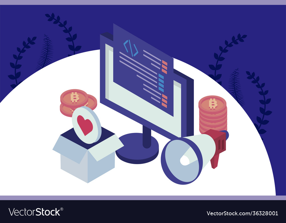 Desktop with social media isometric set icons Vector Image Desktop with social media isometric set icons Vector Image