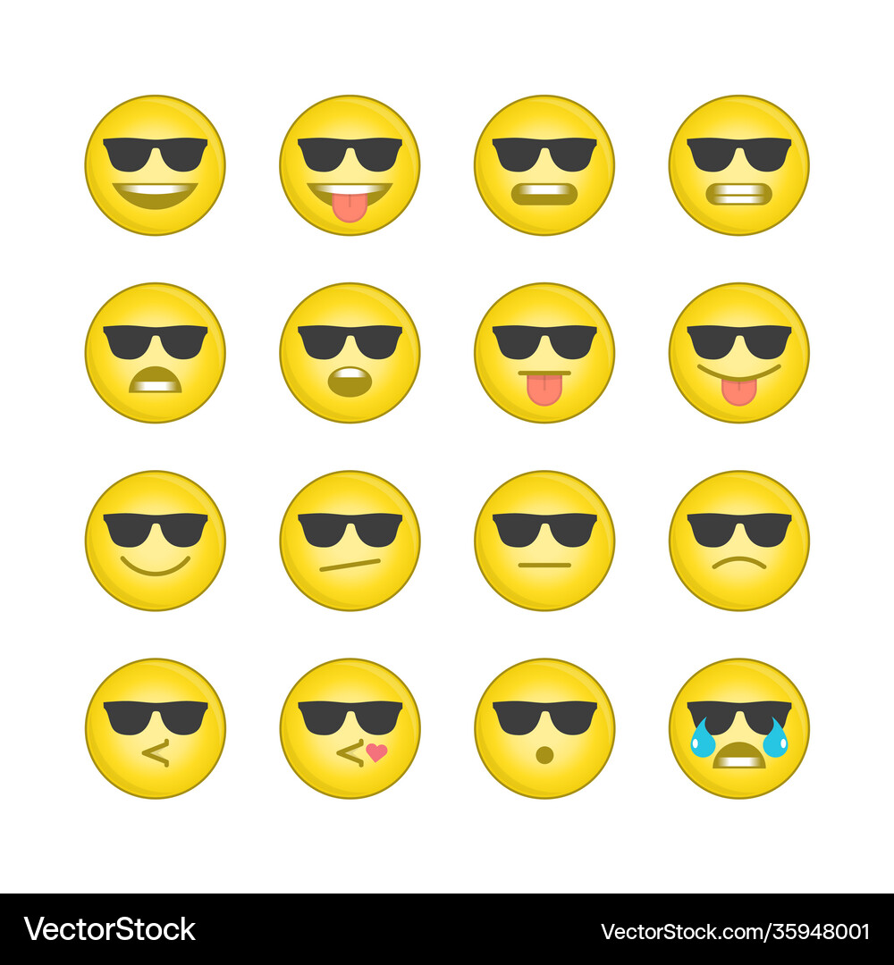 Emoticon smile icons set 13 Royalty Free Vector Image