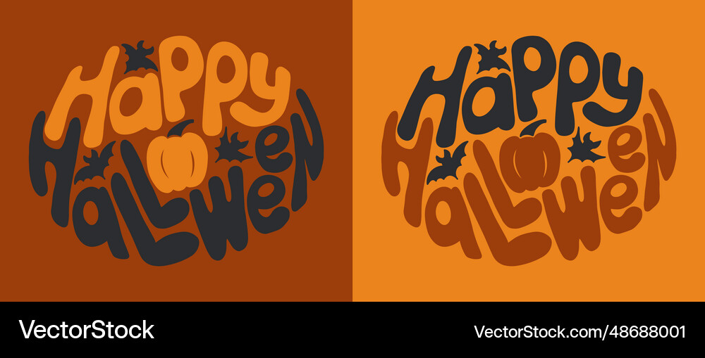 Groovy halloween lettering slogan happy Royalty Free Vector