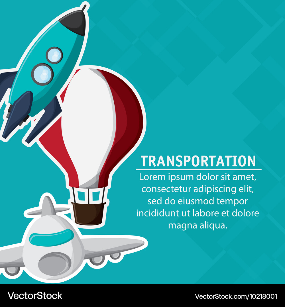 Hot air balloon rocket airplane icon Royalty Free Vector