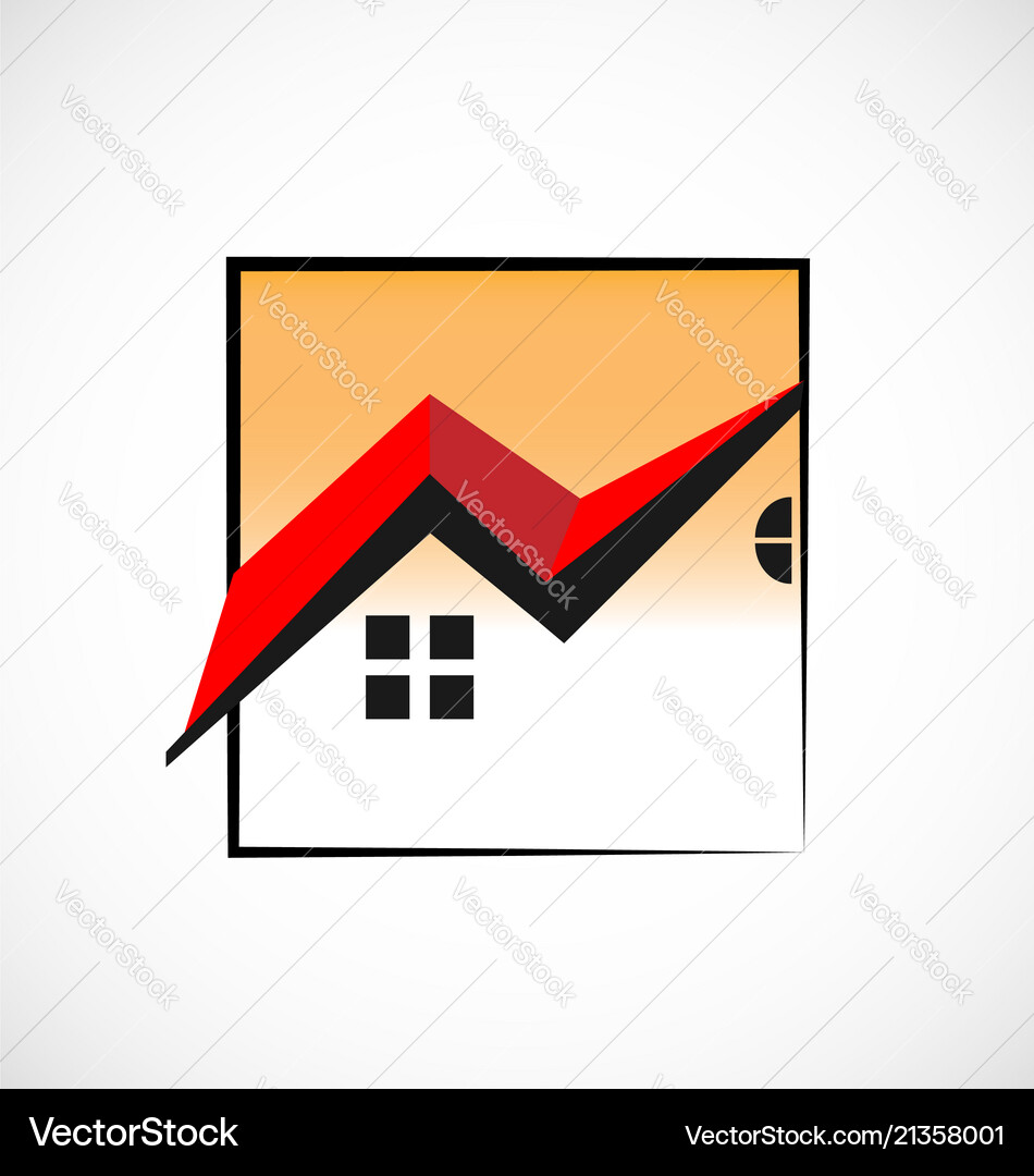 House red roof square frame logo Royalty Free Vector Image